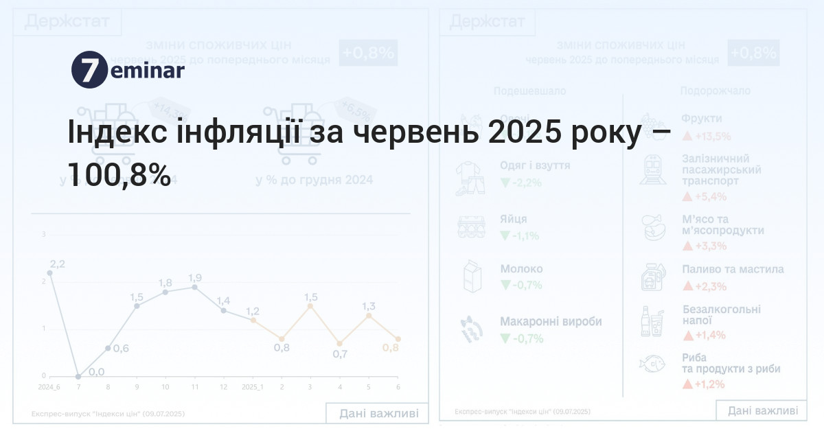 7eminar | Індекс інфляції за червень 2025 року – 100,8%